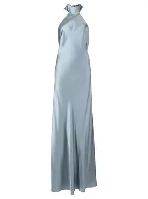 Michelle Mason Backless Halter-neck Tie Gown - Blue