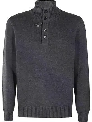 FAY Mock-neck Wool Jumper - Grey