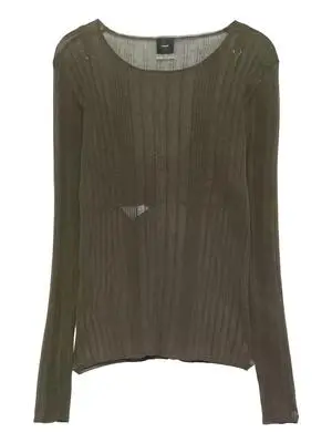 Pinko Semi-sheer Ribbed Top - Green
