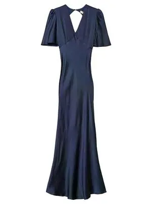 TWINSET Hammered Satin Maxi Dress - Blue