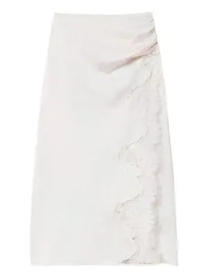 TWINSET Lace-insert Midi Skirt - White