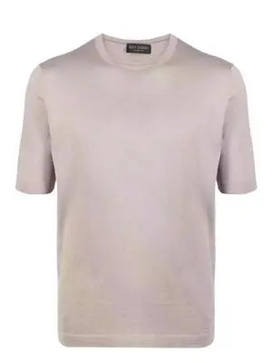 DELL'OGLIO Crew-neck Cotton T-shirt - Brown