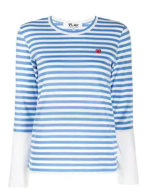 Play Comme Des Garcon Heart-patch Cotton T-shirt - Blue
