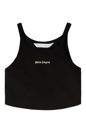 Palm Angels Logo-print Cropped Tank Top - Black