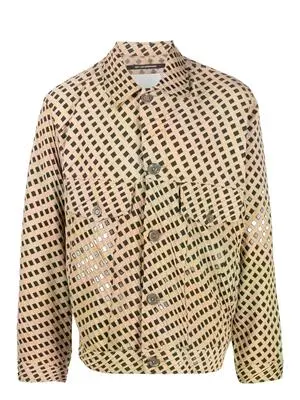 SONG FOR THE MUTE Geometric-print Shirt-jacket - Neutrals