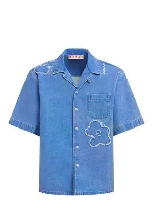 Marni Floral Embroidery Shirt - Blue