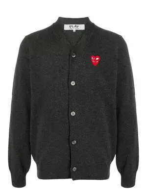 Play Comme Des Garcon Logo Button-down Cardigan - Grey