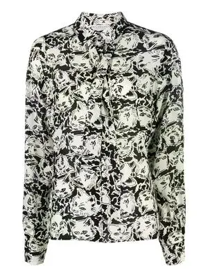 Philosophy Di Lorenzo Serafini Cat Mania Silk Shirt - Black