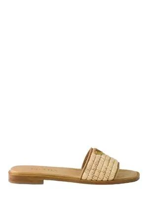 Prada Crochet Detail Leather Sandals - Neutrals