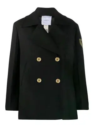 PATOU Logo-embroidered Wool Pea Coat - Black