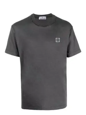 Stone Island Compass-patch Cotton T-shirt - Grey