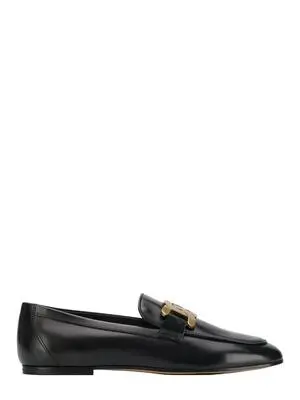 TOD'S Chain-Link Leather Loafers Black