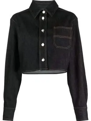Remain Birger Christensen Cropped Denim Shirt - Black