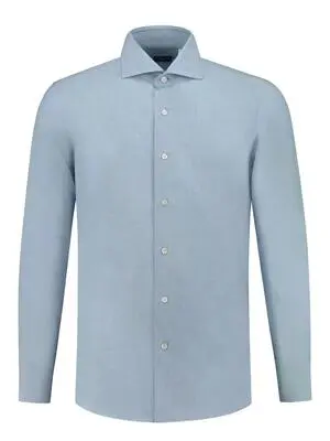 FINAMORE 1925 Long-sleeved Cotton-blend Shirt Blue