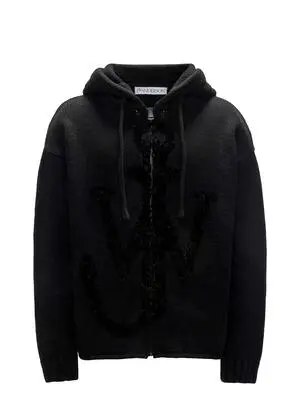 JW Anderson Anchor-logo Zip Hoodie - Black