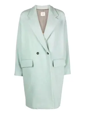 ALYSI Double-breasted Buttoned Wool Coat - Blue