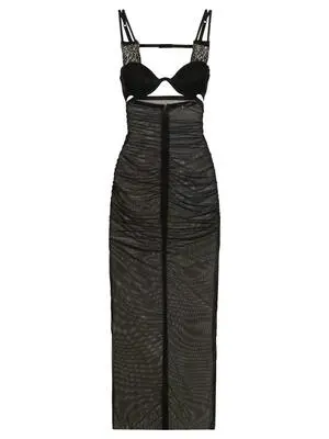 Dolce & Gabbana Bustier-style Sheer Midi Dress - Black
