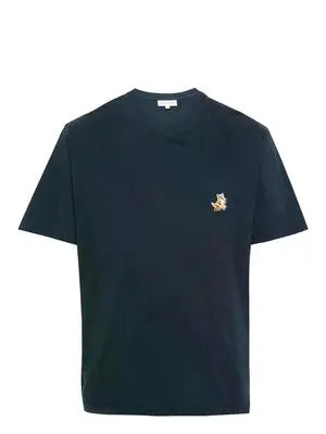 Maison Kitsuné Fox-motif Cotton T-shirt - Blue
