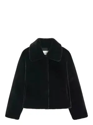 Apparis Wide-collar Faux Fur Jacket - Black