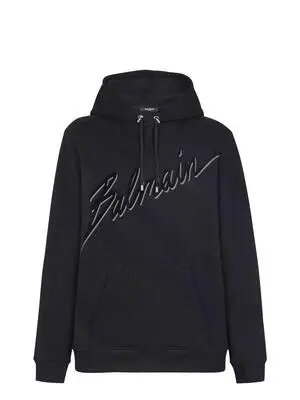 Balmain Flocked-logo Hoodie - Black