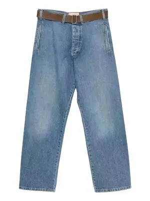 Plan C Straight-leg Belted Jeans - Blue