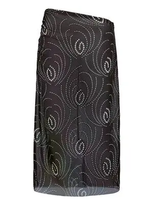 Prada Abstract-print Midi Pencil Skirt - Black
