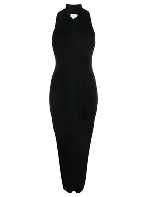 COURREGES Cut-out Ribbed Midi Dress - Black