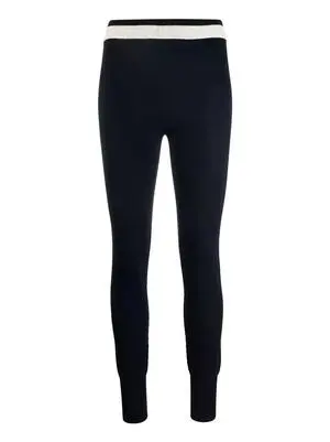 JIL SANDER Contrast-stripe Knitted Leggings - Blue