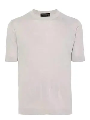 DELL'OGLIO Crew-neck Cotton T-shirt - Grey