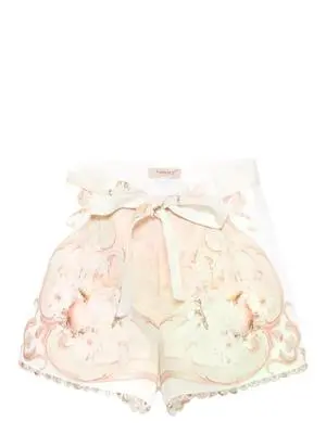 TWINSET Printed Linen Shorts - Neutrals