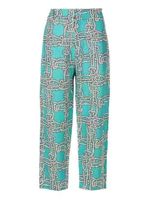 AMIR SLAMA Graphic-print Cropped Trousers - Blue