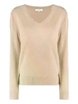 Vince V-neck Knitted Jumper - Brown