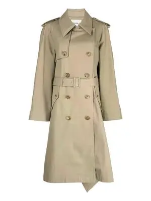 Goen.j Double-breasted Two-tone Trench Coat - Brown