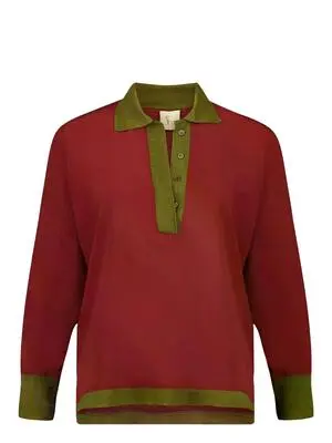PAULA Long-sleeve V-neck Top - Red