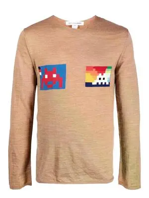 Comme Des Garçons Graphic-print Round-neck Jumper - Neutrals
