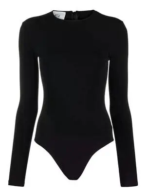 ATU BODY COUTURE Crew-neck Long-sleeved Bodysuit - Black