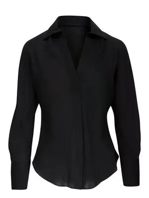 Vince Georgette Silk Shirt - Black