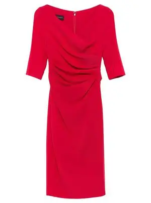 Talbot Runhof Ruched Midi Dress - Red