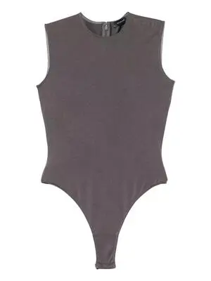 MUGLER Logo-embossed Sleeveless Bodysuit - Grey