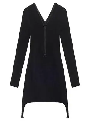 COURREGES Ribbed-knit Zip-up Dress - Black
