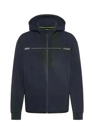 BOSS Logo-print Zip-up Hoodie - Blue