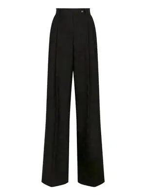 Dolce & Gabbana Logo-jacquard Wool Palazzo Pants - Black