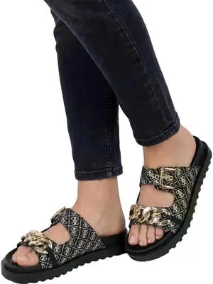 Guess Fatema Chain-link Slides - Black