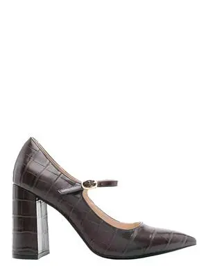 TWINSET 100mm Embossed Crocodile Effect Pumps - Brown