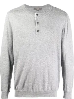 N.peal Crew Neck Henley Sweater - Grey