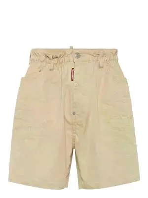 Dsquared2 Stitched Cotton Shorts - Neutrals