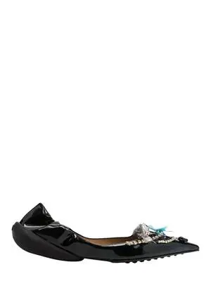 13 09 SR Crystal-embellished Pointed Ballerina Shoes - Black