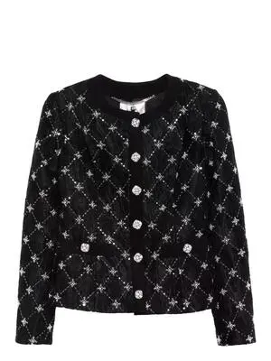 NISSA Embroidered Jacquard Jacket - Black