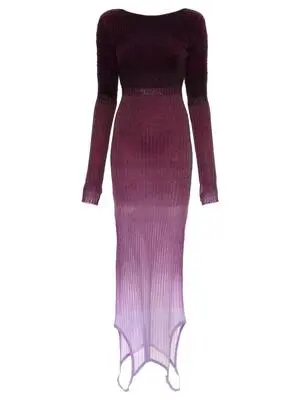 Attico Ombré Ribbed-knit Midi Dress - Purple