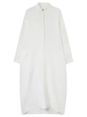 JIL SANDER Linen Long-sleeve Shirt Dress - White